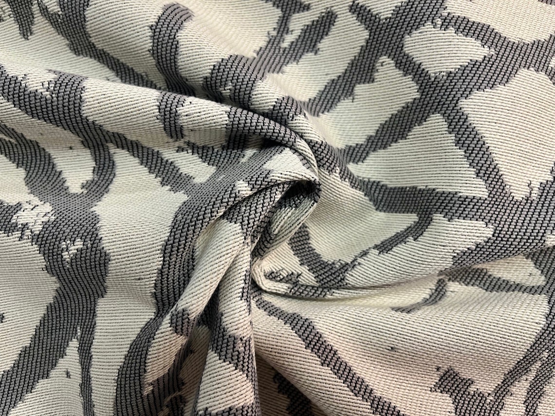 Lines Crossed Abstract Gray, off White Linen Slub Crypton Coated ...