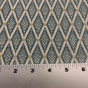 Embroidered Teal Diamond Pattern Woven Crypton Coated Upholstery Fabric ...