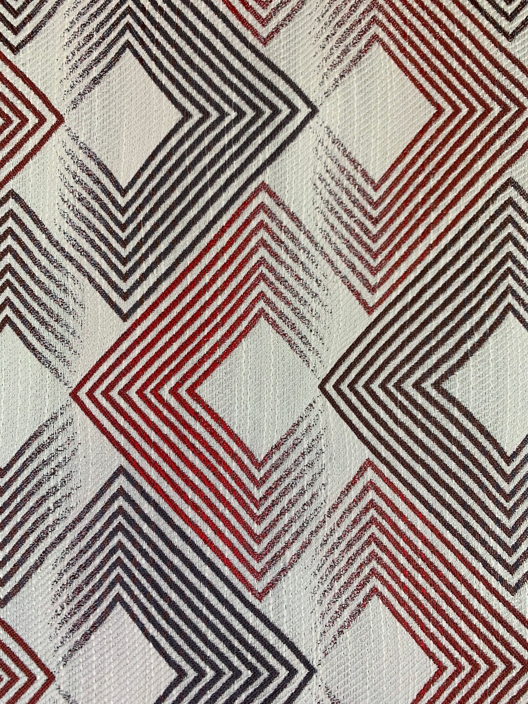 Bold Diamond Pattern Off-white, Red, Chocolate Crypton Coated ...