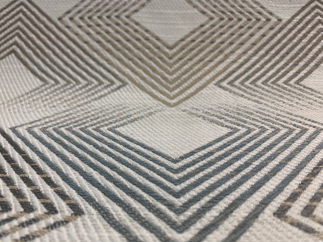Bold Diamond Pattern Cream, Gold, Sage, Gray Crypton Coated Upholstery ...