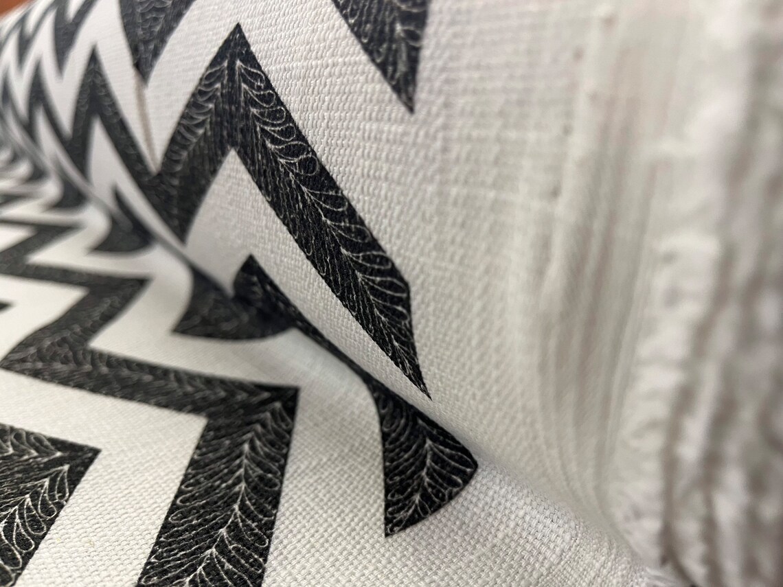 Vector Chevron Black & off White Printed Upholstery Fabric by the Yard ...