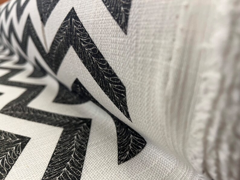 Vector Chevron Black & off White Printed Upholstery Fabric by the Yard ...