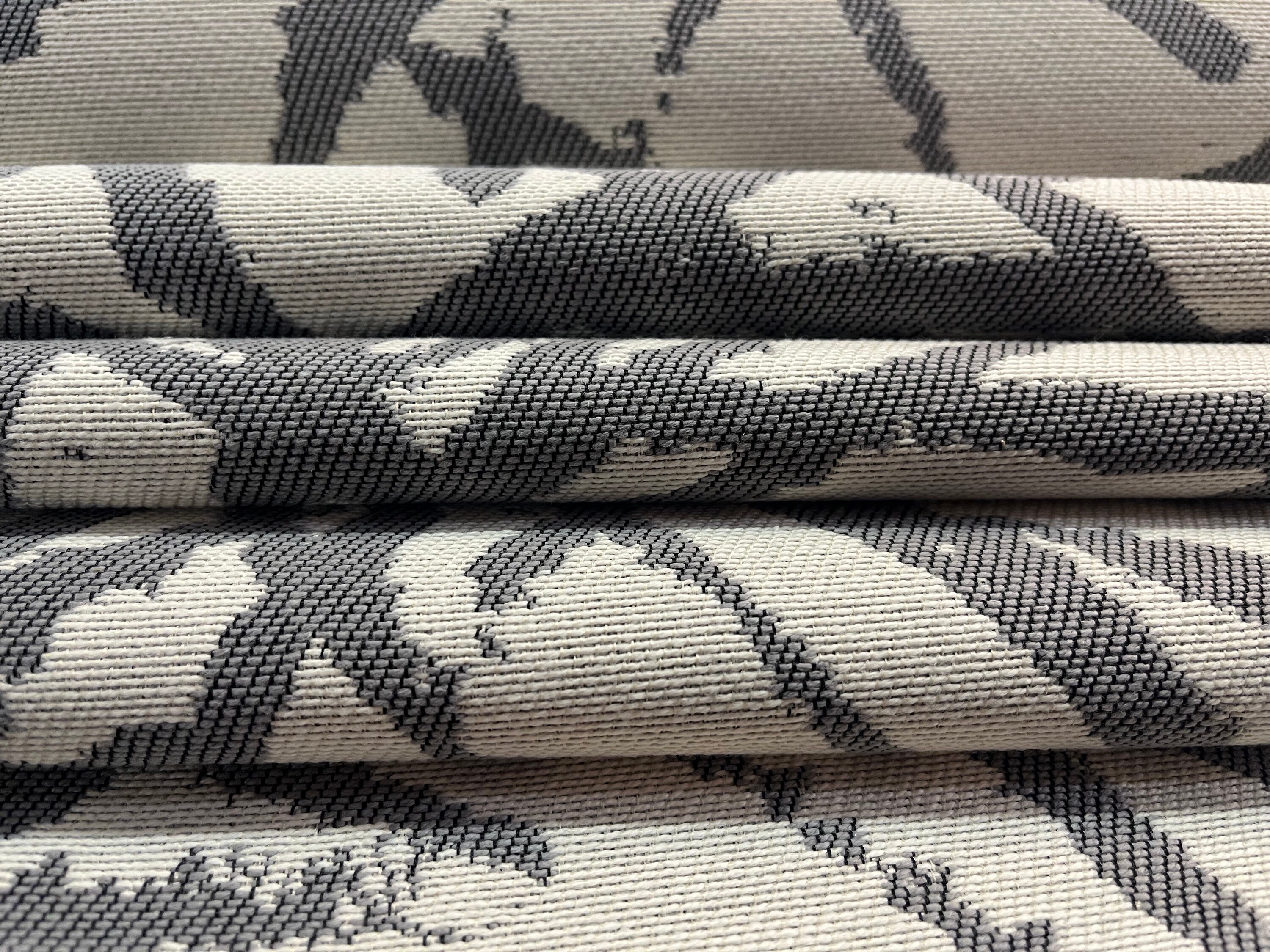 Lines Crossed Abstract Gray, off White Linen Slub Crypton Coated ...