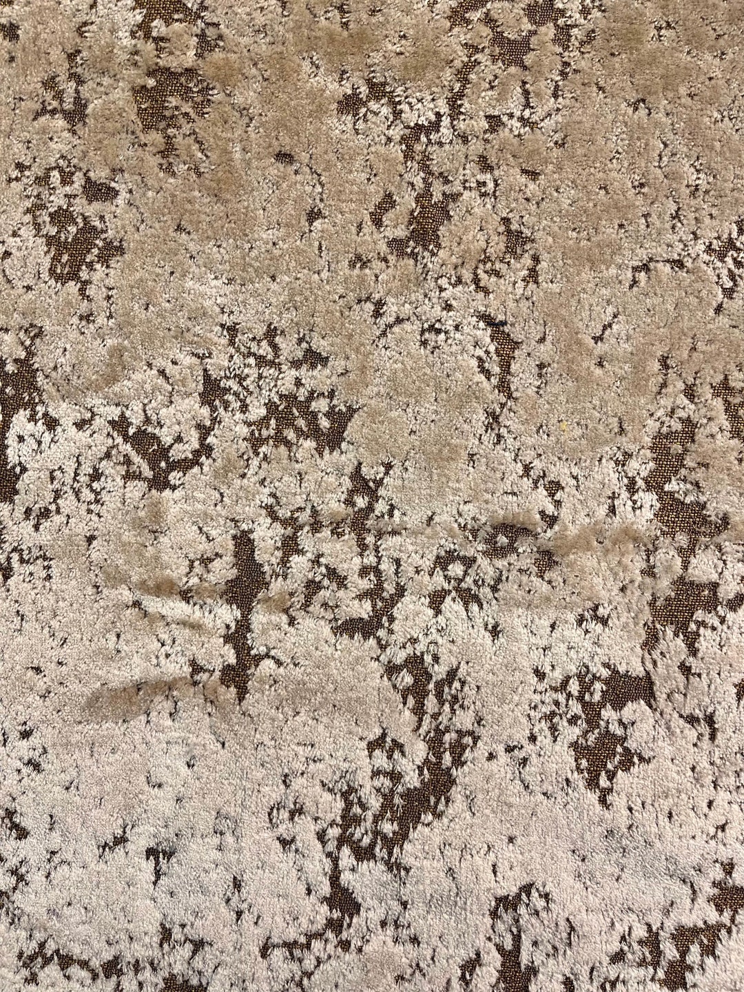 Clouds Abstract Beige and Taupe Velvet Crypton Coated Upholstery Fabric ...