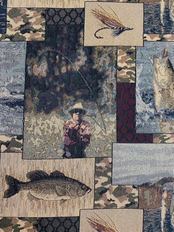 Rich Fly Fishing Upholstery Fabric | Etsy