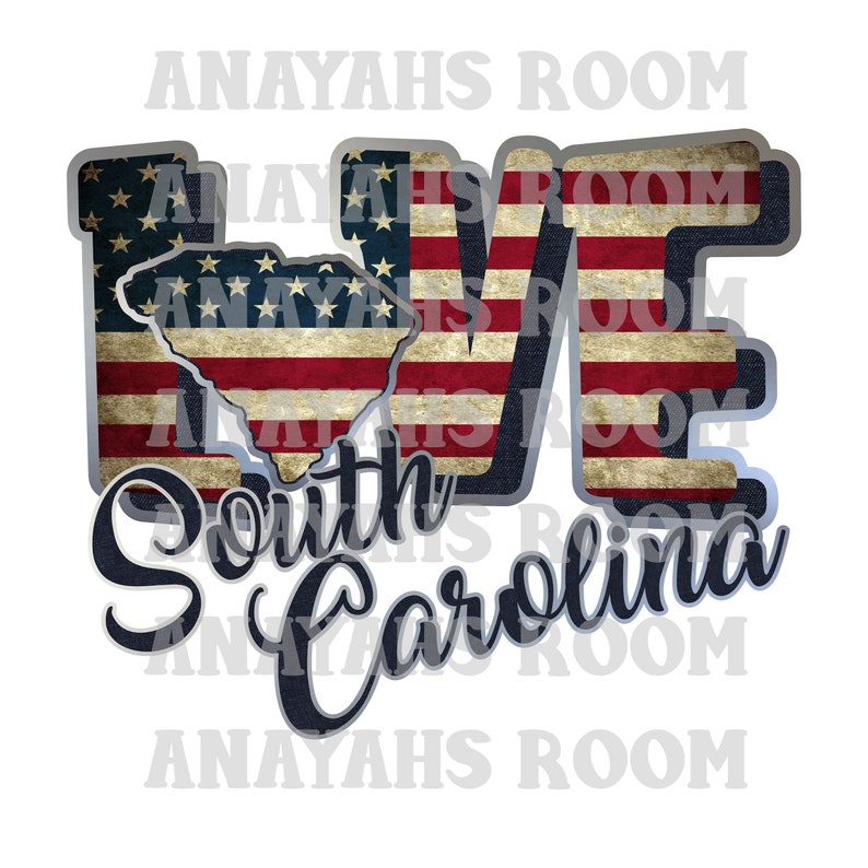 South Carolina Love State Map With Flag Digital Jpeg and PNG | Etsy