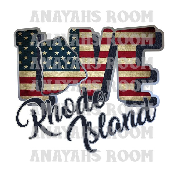 Rhode Island Love State Map With Flag Digital Jpeg and PNG - Etsy