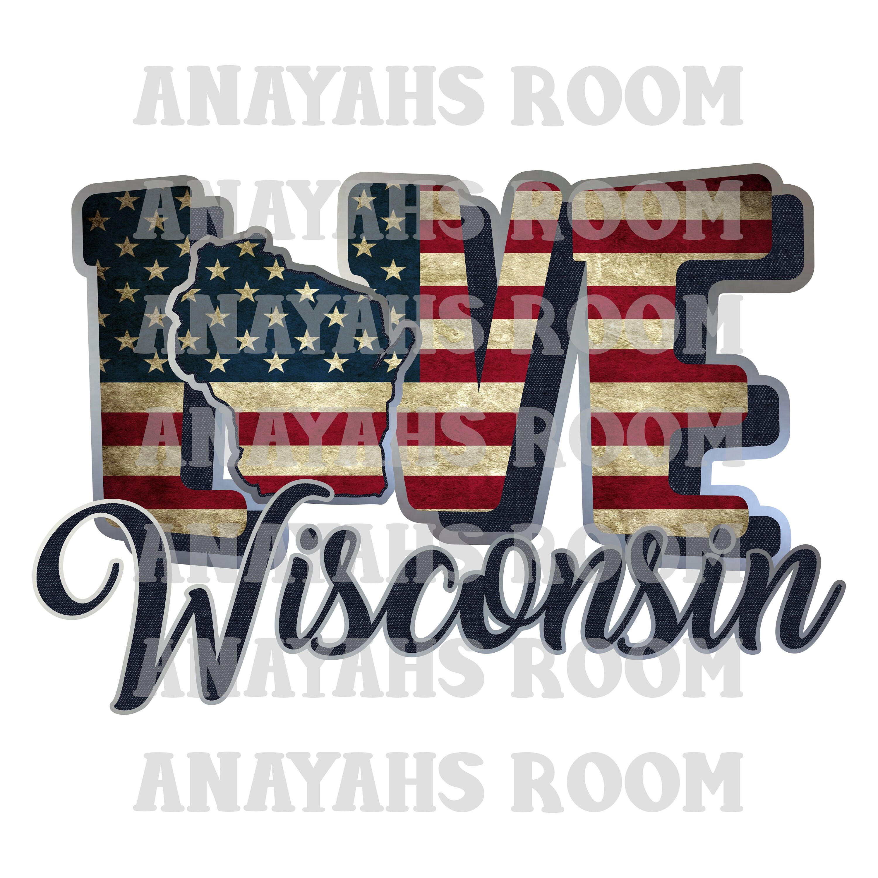 Wisconsin Love State Map With Flag Digital Jpeg and PNG Files - Etsy