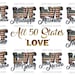 50 STATE LOVE BUNDLE State Map With Flag Digital Jpeg and Png Files ...