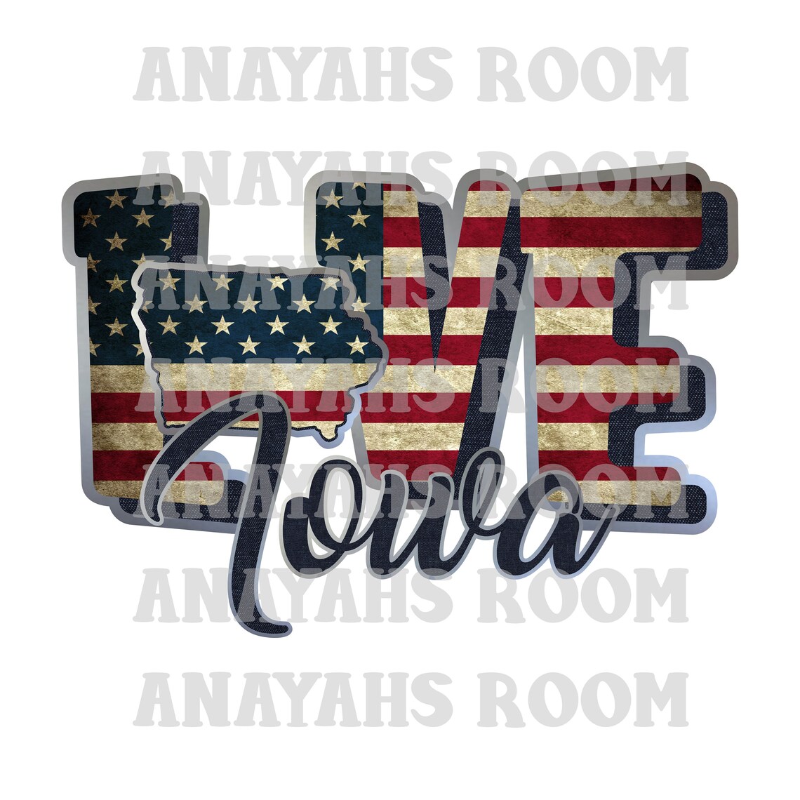 Iowa State Map With Flag Digital Jpeg and PNG Files Suitable | Etsy