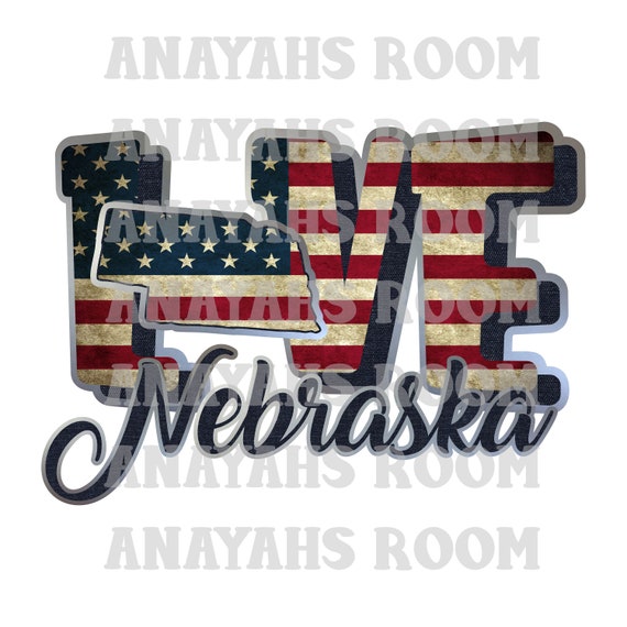 Nebraska Love State Map With Flag Digital Jpeg and PNG Files - Etsy