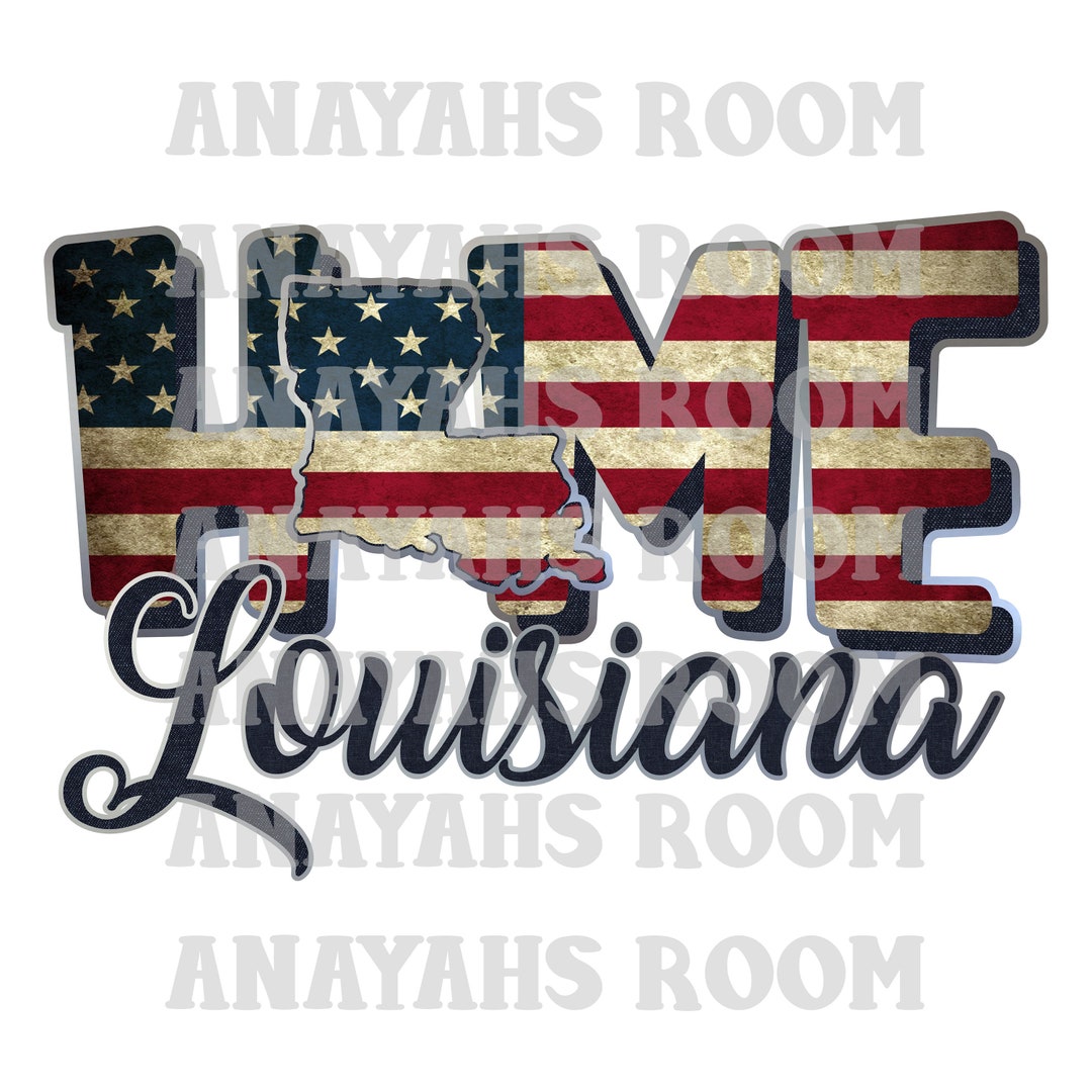 Louisiana Home State Map With Flag Digital Jpeg and PNG Files - Etsy