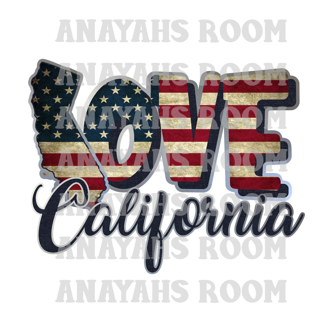 California Love State Map With Flag Digital Jpeg and PNG Files Suitable ...
