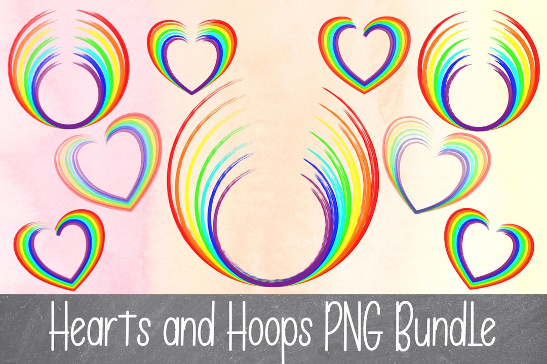 Rainbow Hearts and Stars 9 File PNG Bundle Wall Decor - Etsy