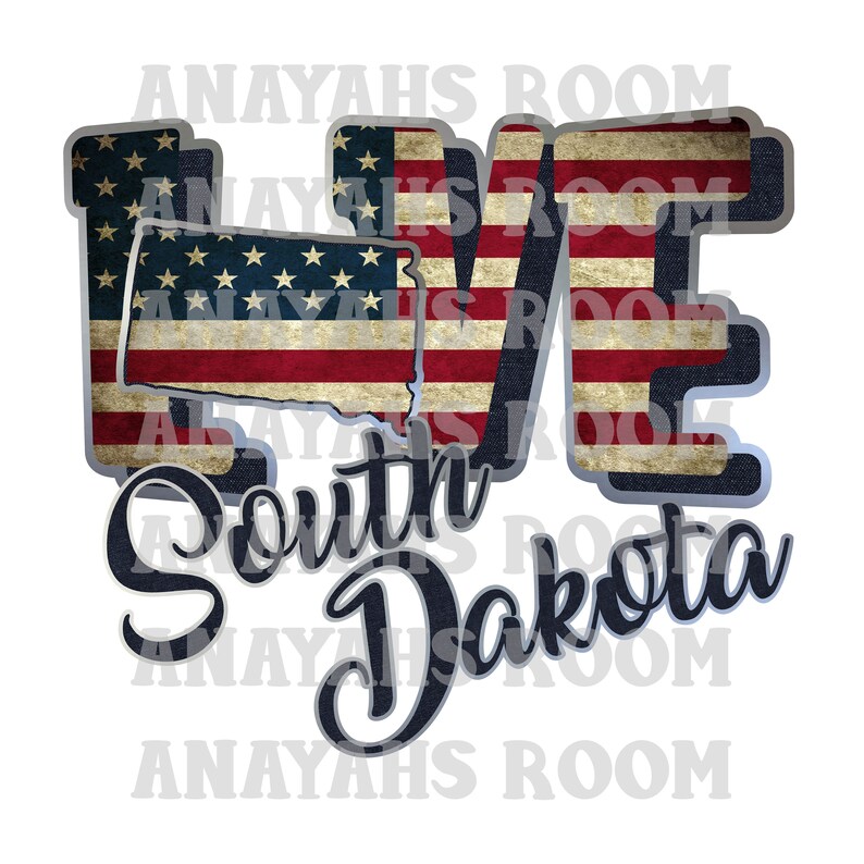 South Dakota Love State Map With Flag Digital Jpeg and PNG | Etsy