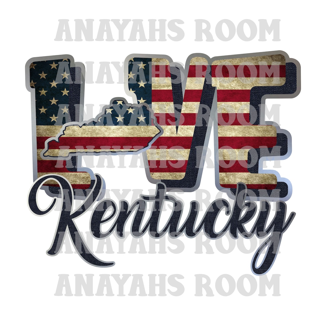 Kentucky Love State Map With Flag Digital Jpeg and PNG Files Suitable ...