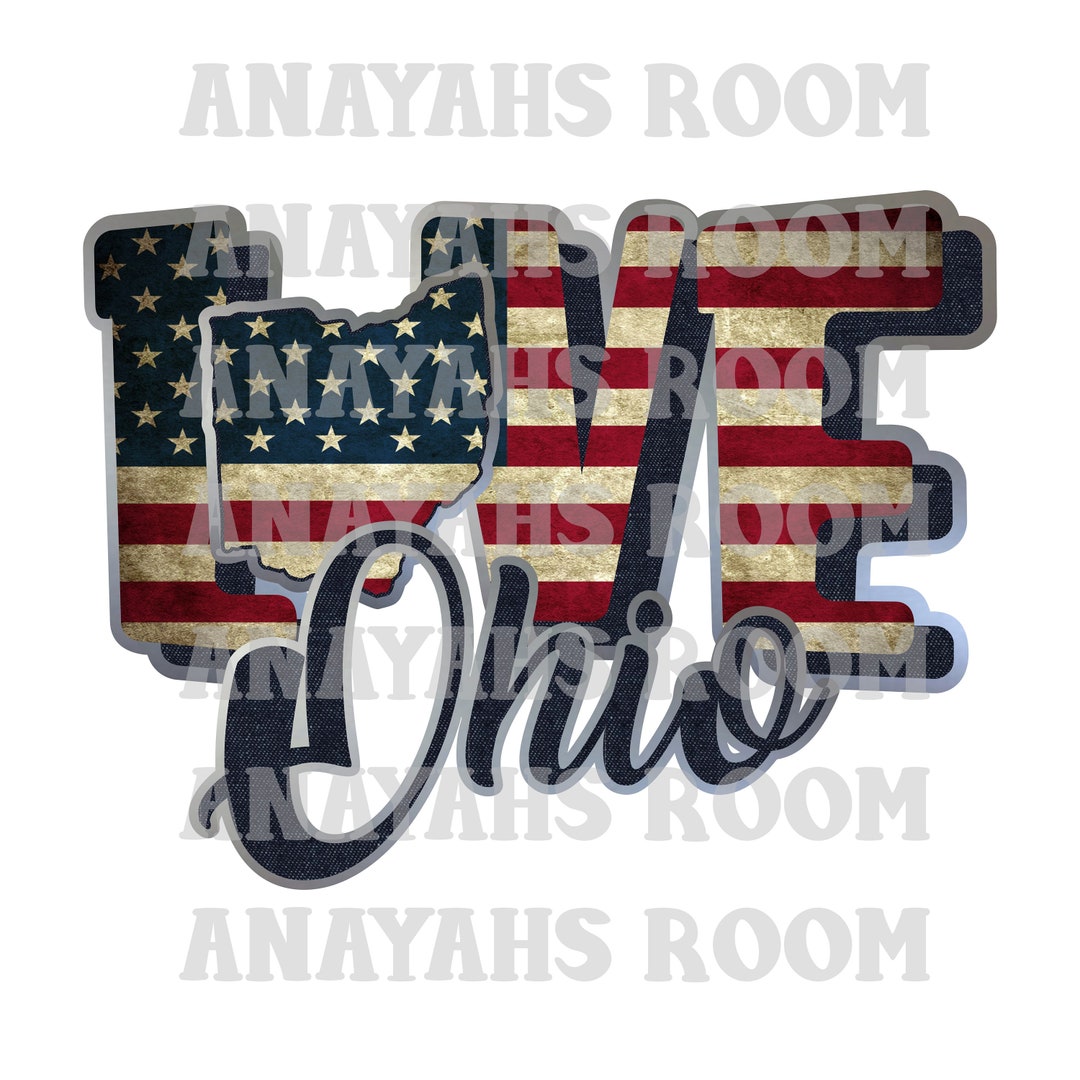 Ohio Love State Map With Flag Digital Jpeg and PNG Files Suitable for ...