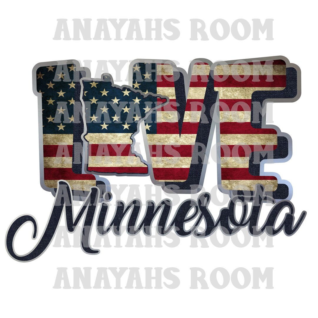 Minnesota Love State Map With Flag Digital Jpeg and PNG Files Suitable ...