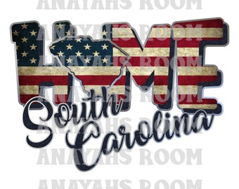 South Carolina Love State Map With Flag Digital Jpeg and PNG | Etsy