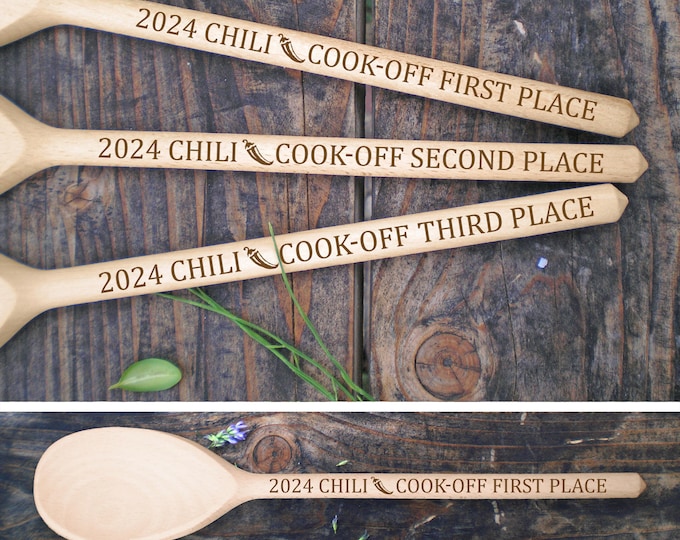 Chili Cook off Personalized Wooden Spoon, Crockpot Cookoff Trophy ...