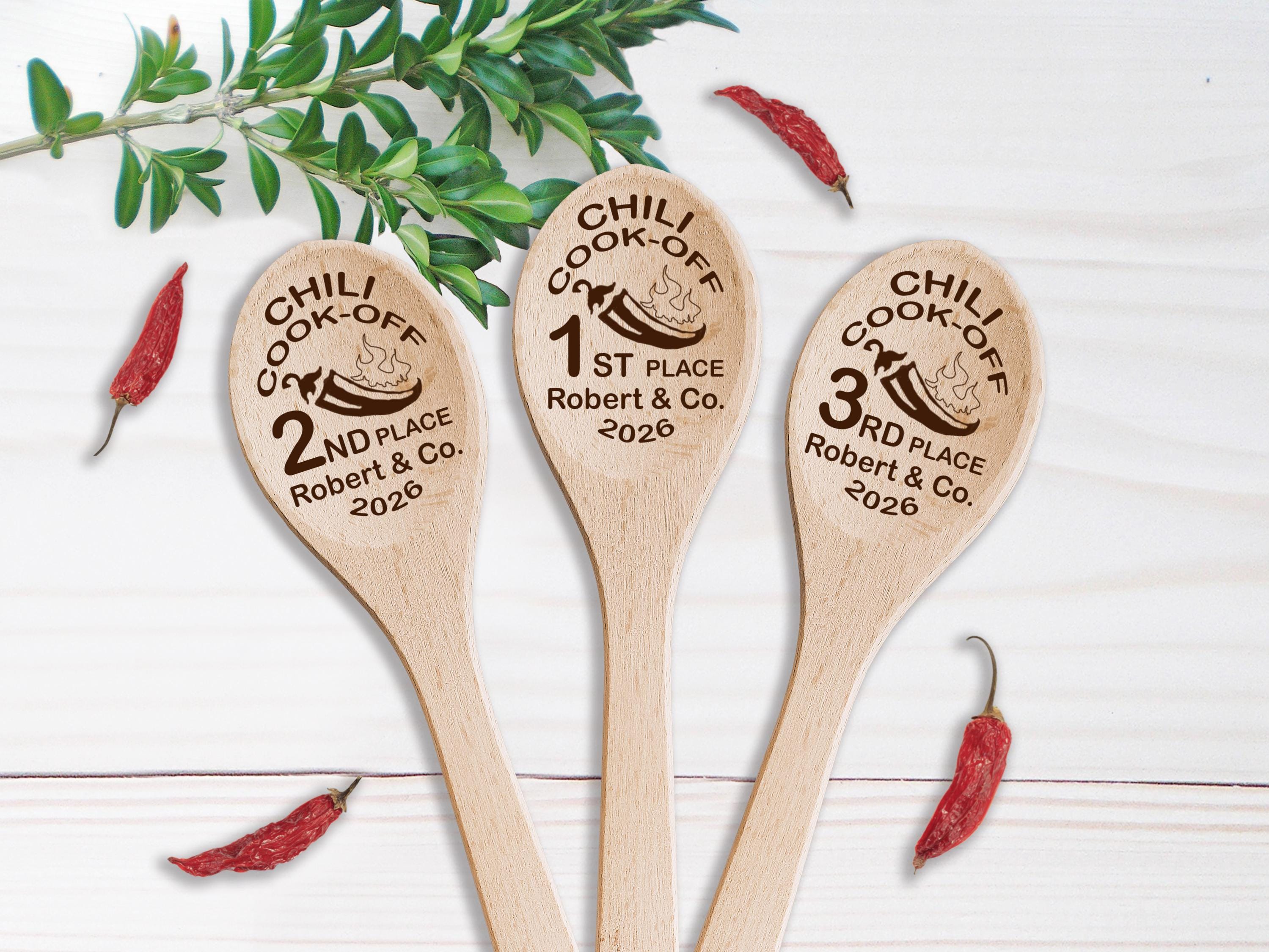 Chili Cook off Set of 3 Wooden Spoons 1st 2nd 3rd Places Custom ...