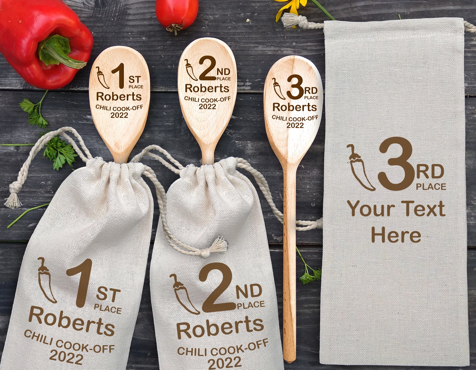 Chili Cook off Trophy 3 Spoons Set Chili Cook-off Event Prizes - Etsy