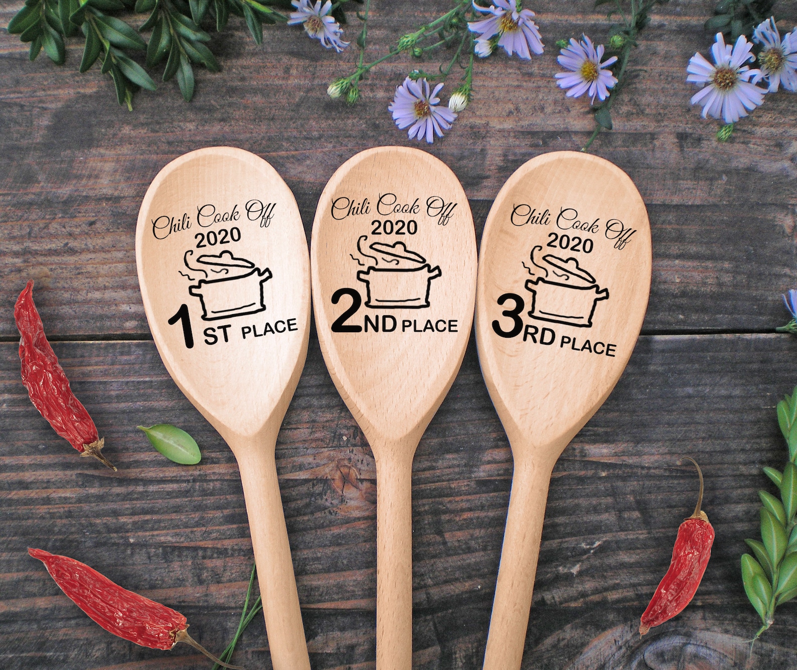 Chili Cook off Prize Wooden Spoons Chili Cook off Awards Cook off ...