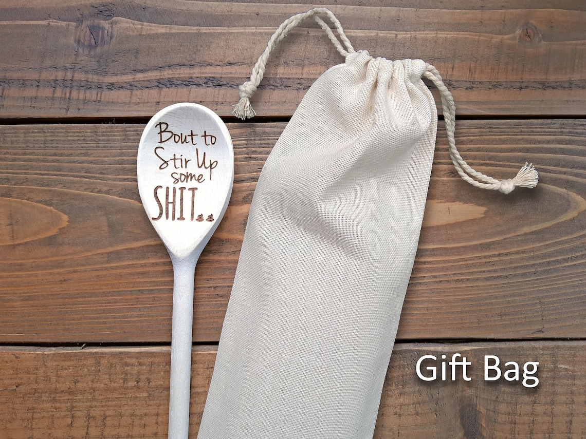 Funny Wooden Spoon Bout to Stir up Some Shit Laser Engraved Wood Spoon ...
