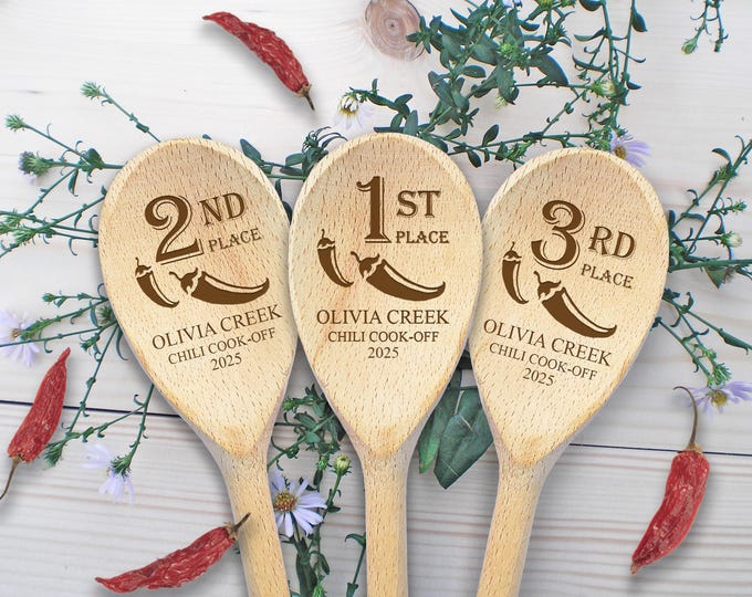 Engraved Chili Champ Wood Spoon Chili Cook off Prize Trophy - 14 Inch ...