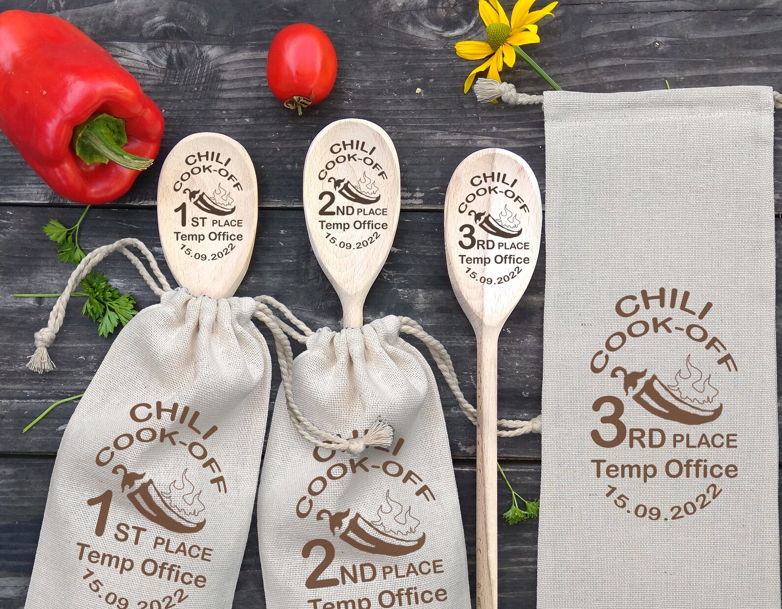 Chili Cook off Set of 3 Wooden Spoons 1st 2nd 3rd Places - Etsy