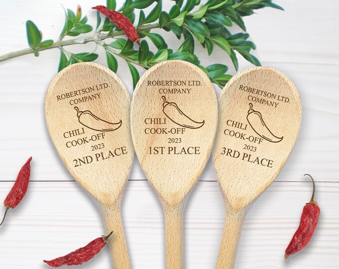 Engraved Chili Champ Wood Spoon Chili Cook off Prize Trophy - 14 Inch ...