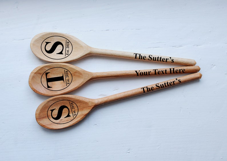 Personalized Wooden Spoon Custom Engraved Monogram Serving - Etsy