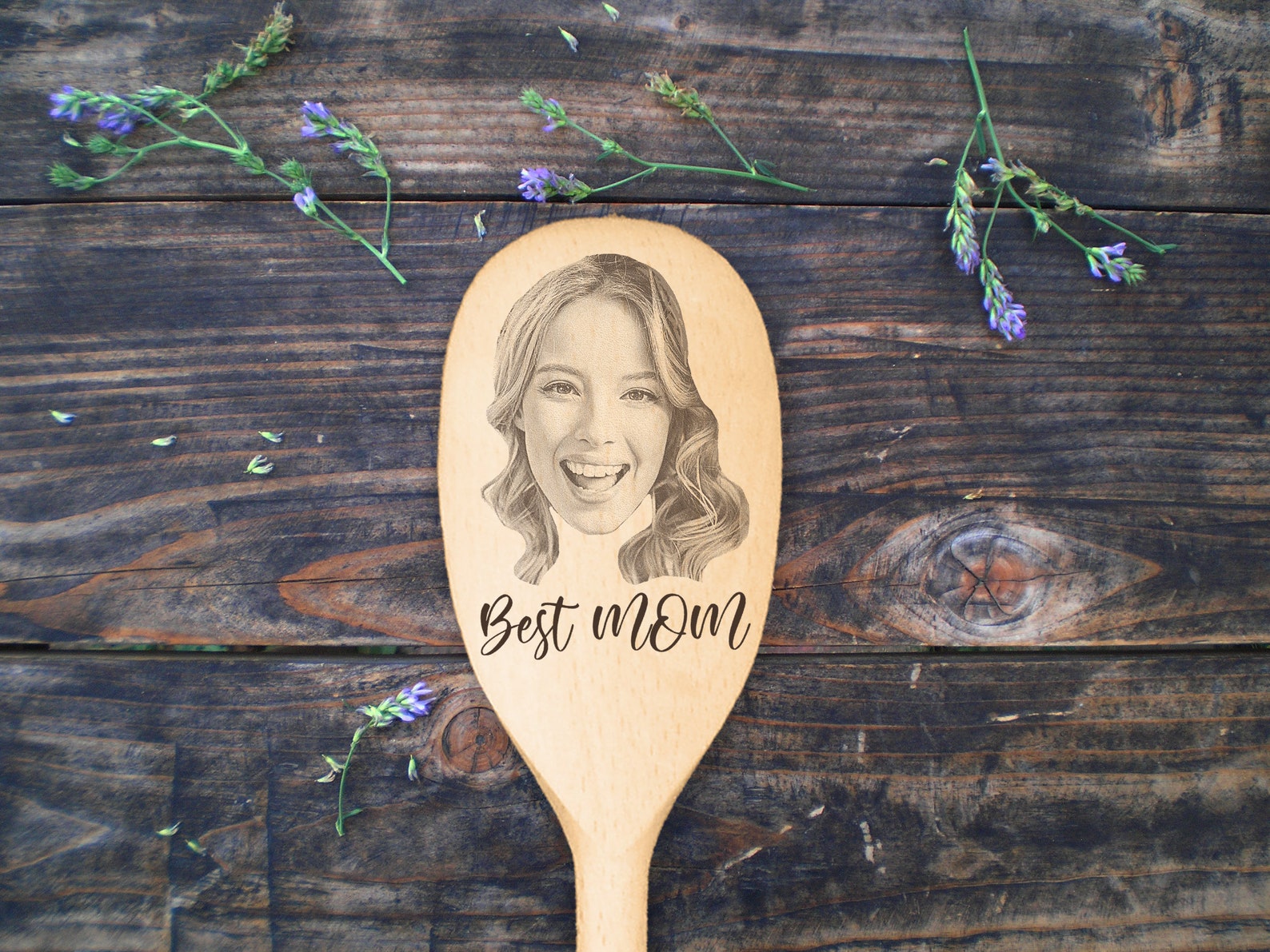 Custom Portrait Engraved Wood Spoon Personalized Photo on - Etsy