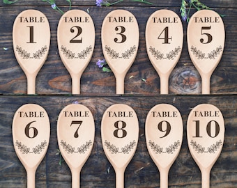 Wooden Spoon Table Numbers - Etsy