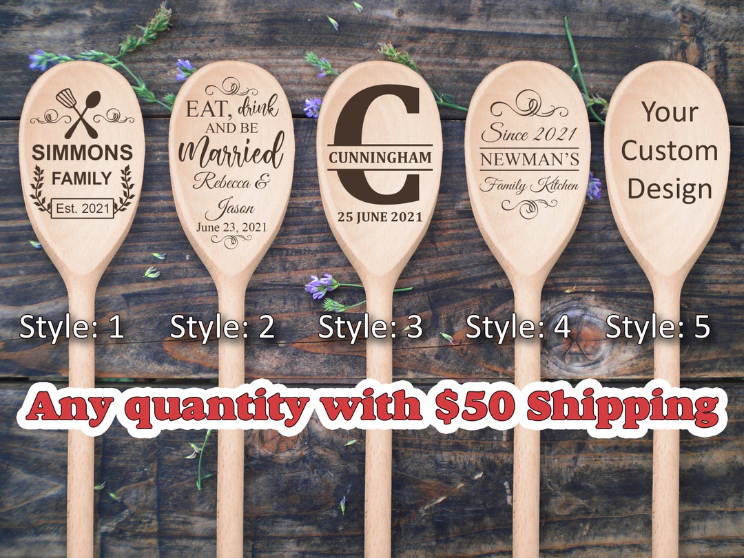 Wooden Spoons Personalised Laser Engraved Spoon Bridal Shower Cooking ...