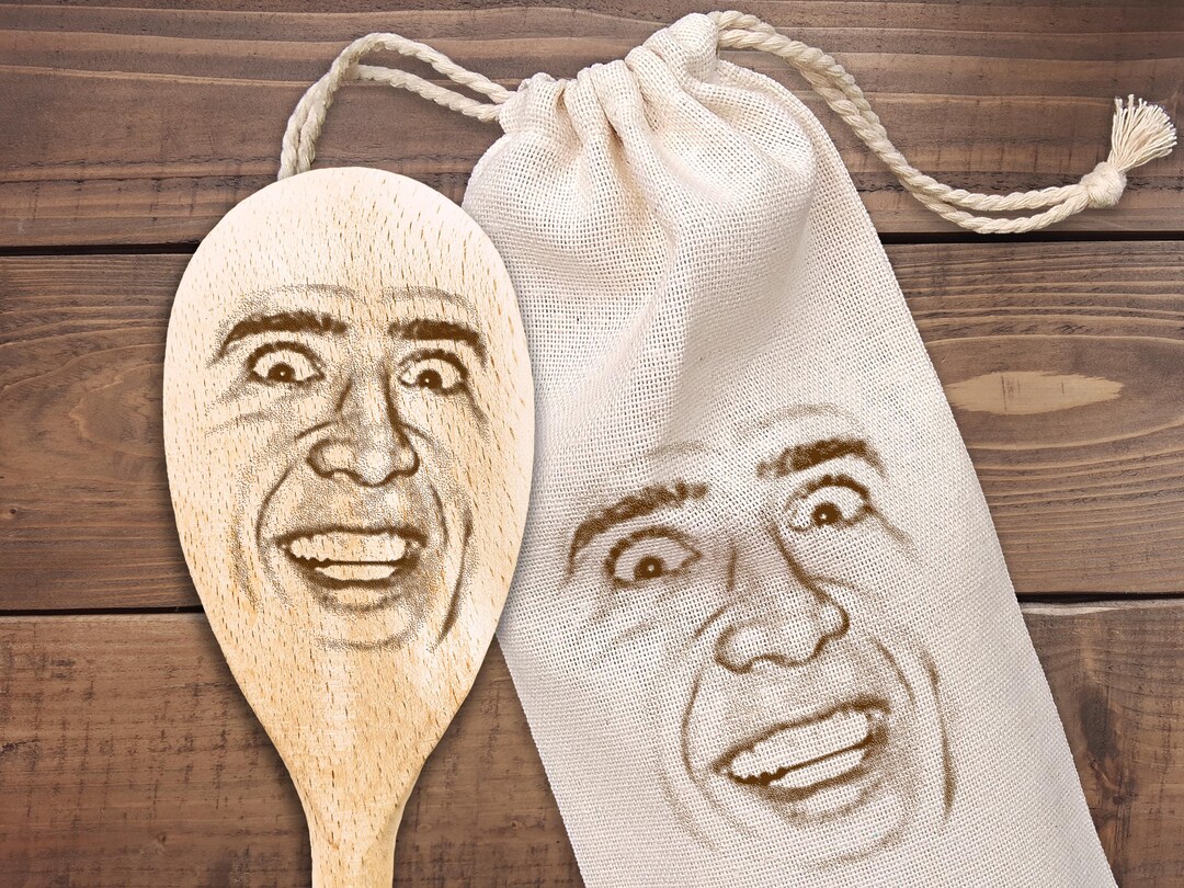 Nicolas Cage Face on Wooden Spoon Funny Nicolas Cage Gifts for Birthday ...