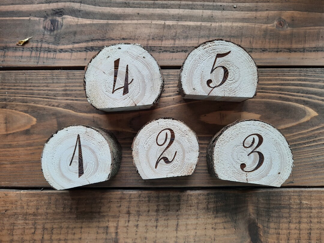 Engraved Wedding Table Numbers Rustic Table Decor Log Slice Wooden ...