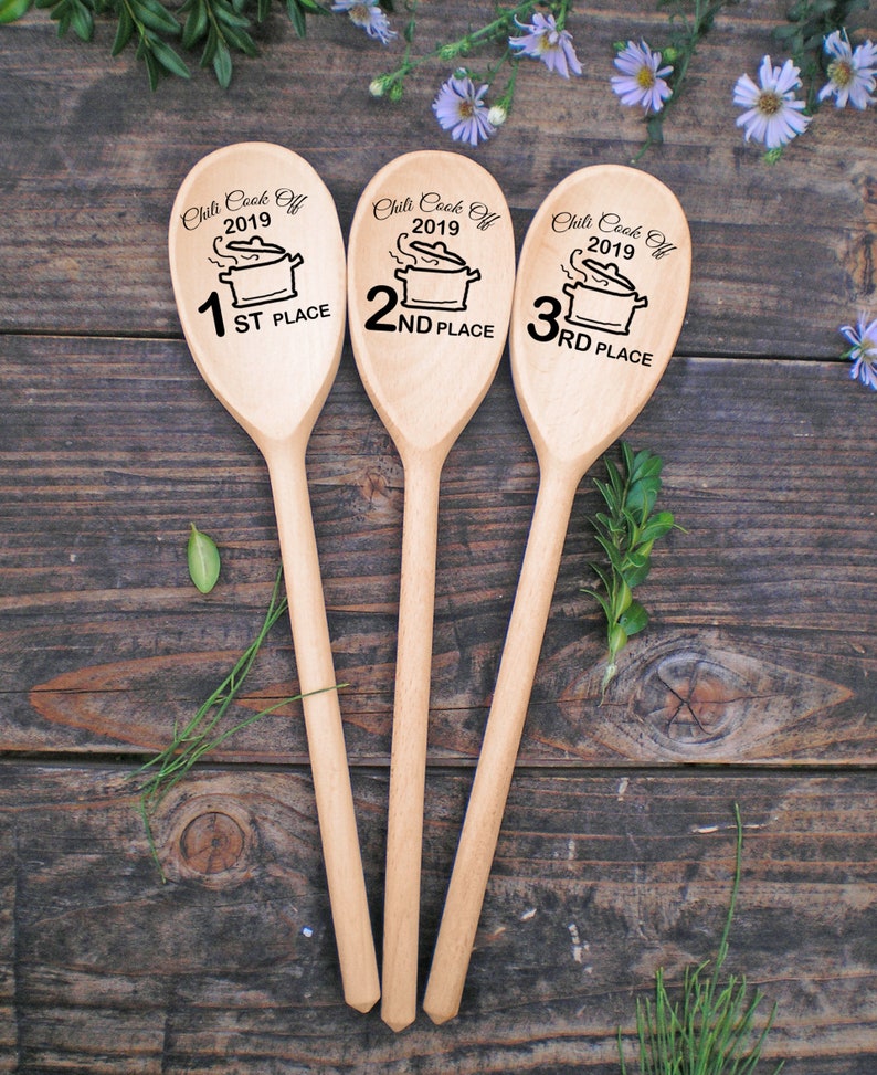 Chili Cook Off Prize Wooden Spoons Chili Cook Off Awards Cook | Etsy