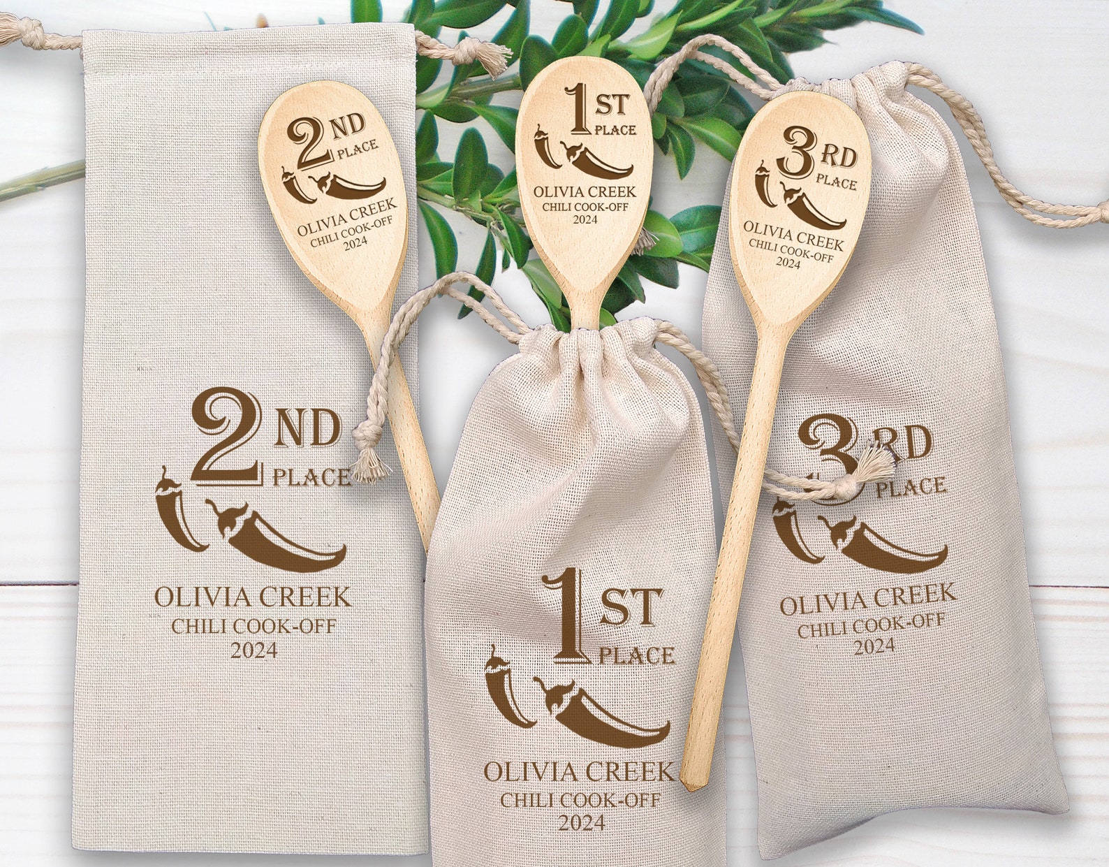 Chili Cook off Wooden Spoons Set of 3 Chili Cook-off Awards Champion ...