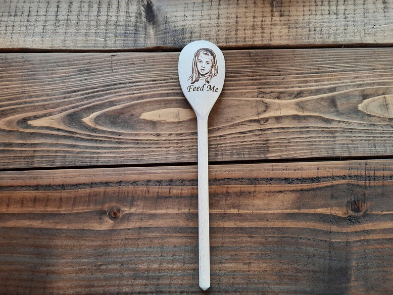 Custom Portrait Engraved Wood Spoon Personalized Photo on - Etsy