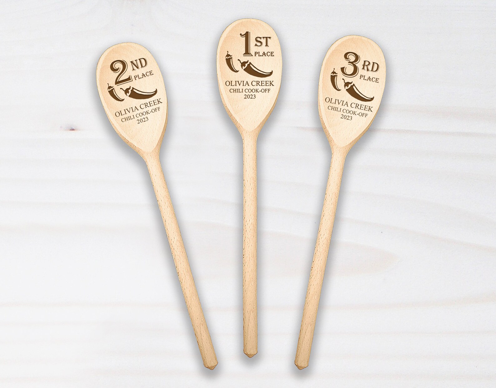 Chili Cook off Wooden Spoons Set of 3 Chili Cook-off Awards Champion ...