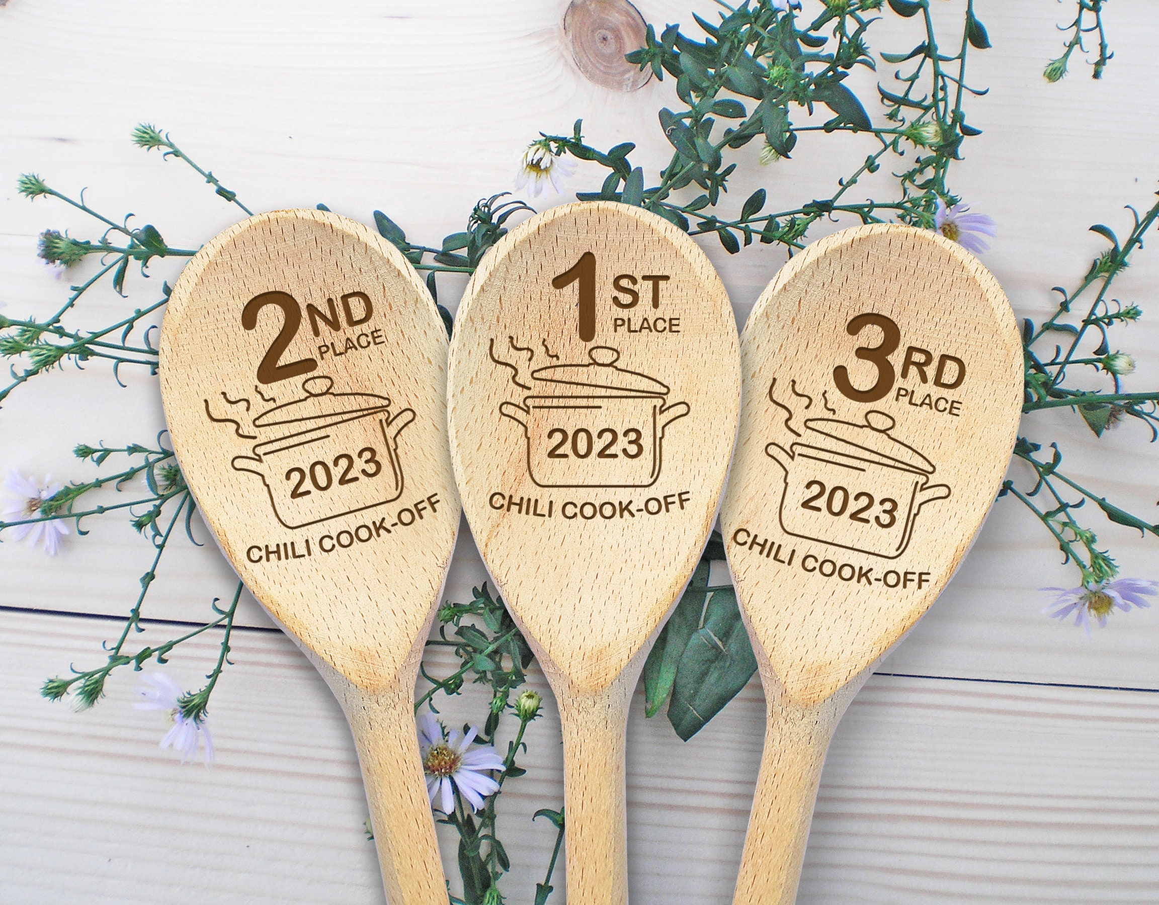 Chili Cook off Prizes Wooden Spoons Set of 3 Personalized Spoon Soup ...