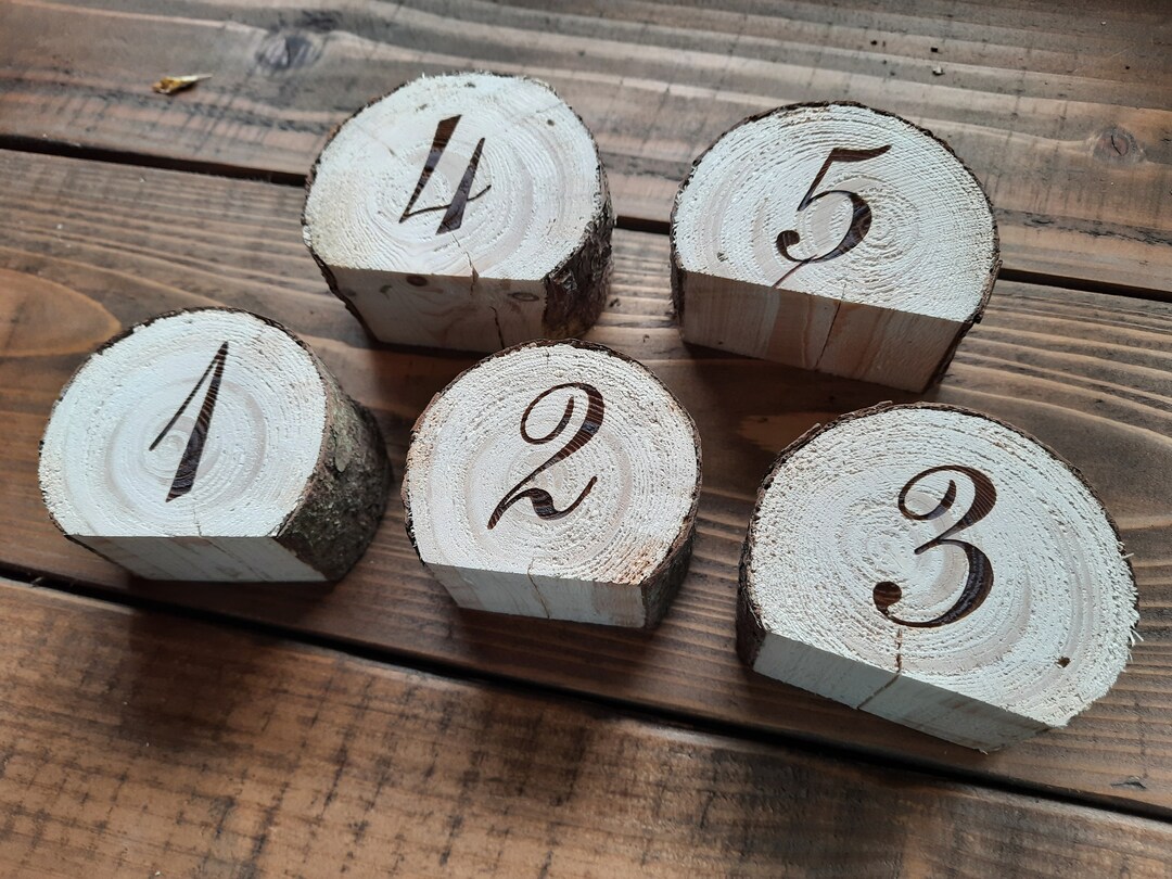 Engraved Wedding Table Numbers Rustic Table Decor Log Slice Wooden ...