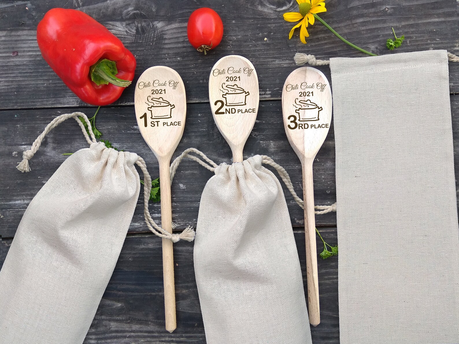 Chili Cook Off Prize Wooden Spoons Chili Cook Off Awards Cook | Etsy