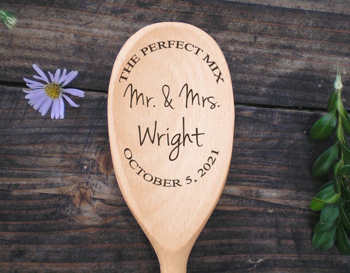 The Perfect Mix Mr and Mrs Wood Mixing Spoon Personalized - Etsy