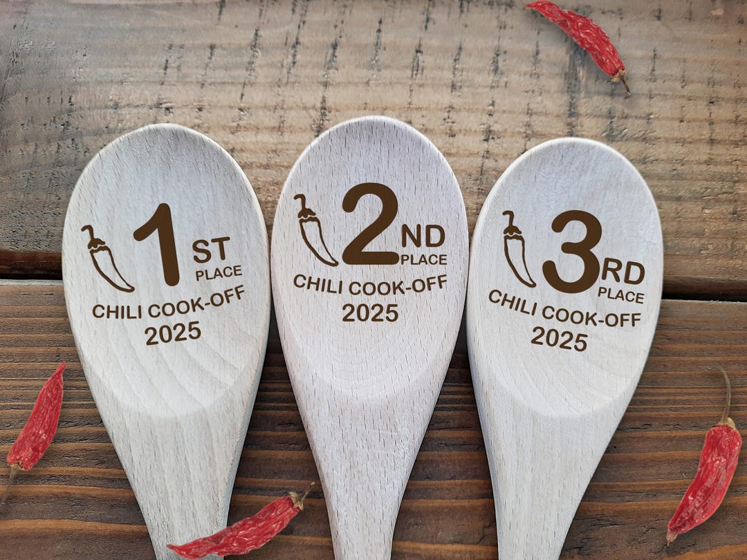 Chili Cook off Personalized Set of 3 Wooden Spoons 1st 2nd 3rd Places ...