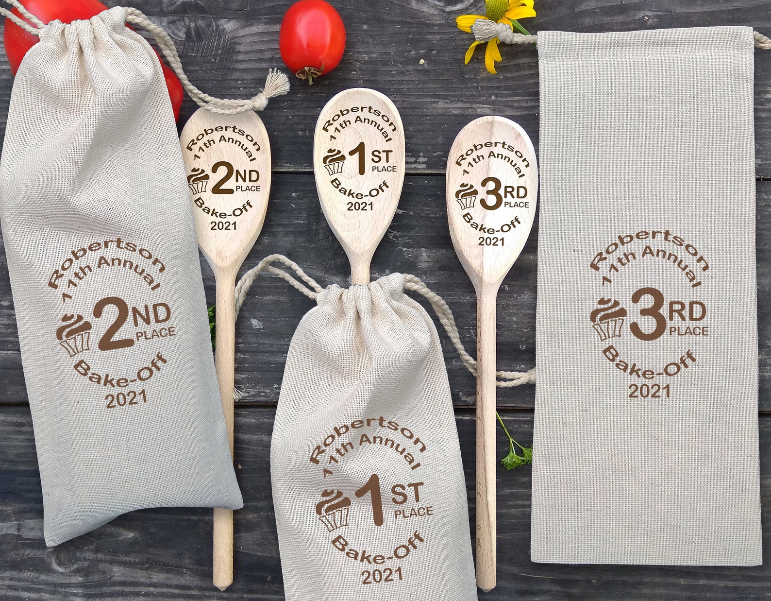 Bake off Spoons Set of 3 Wooden Spoons 1st 2nd 3rd Places Baking Prize ...