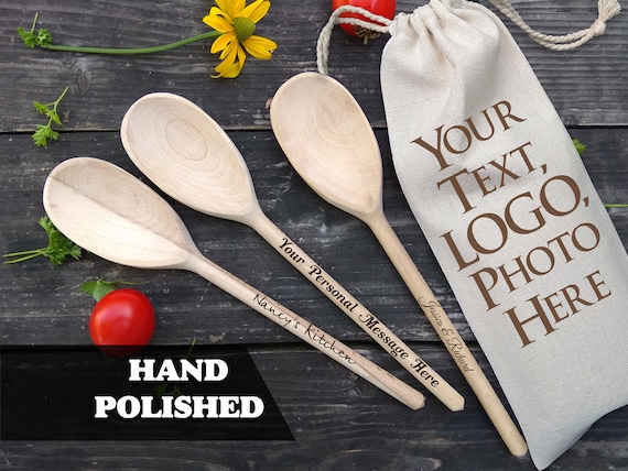 Hand Stamped Wooden Spoons Hostess Gift | Hand Stamped Wooden Utensils