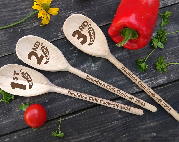 Engraved Chili Champ Wood Spoon Chili Cook off Prize Trophy - 14 Inch ...