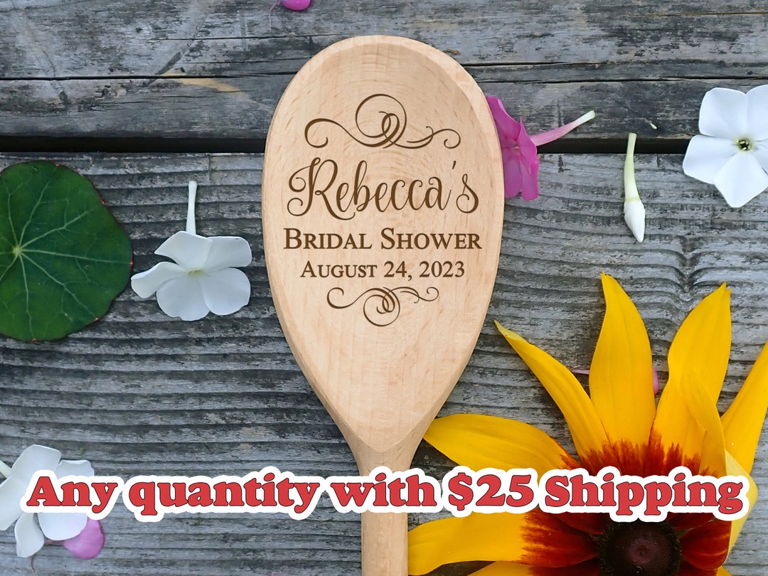 Bridal Shower Favors Spoons Custom Engraved Wooden Spoon Bulk Favor ...